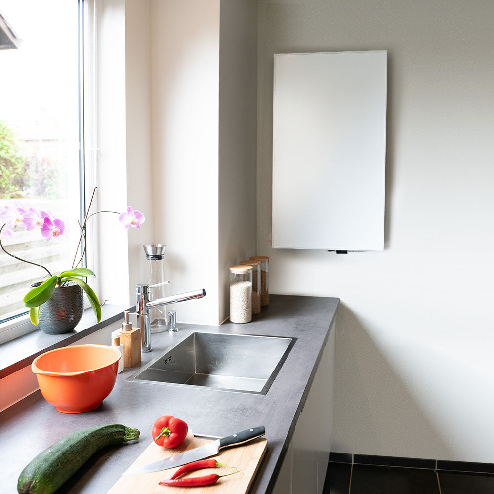 Höffmayr slim infrarood paneel met wifi 480 watt carbon crystal wit 90