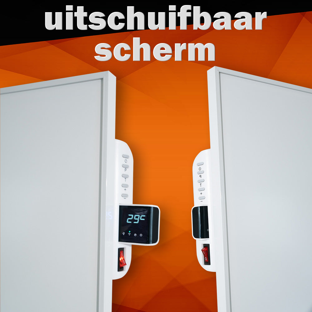 Höffmayr slim infrarood paneel met wifi 480 watt carbon crystal wit 90